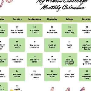 31 Day My Health Challenge Organizer Progress Tracker Printable PDF ...