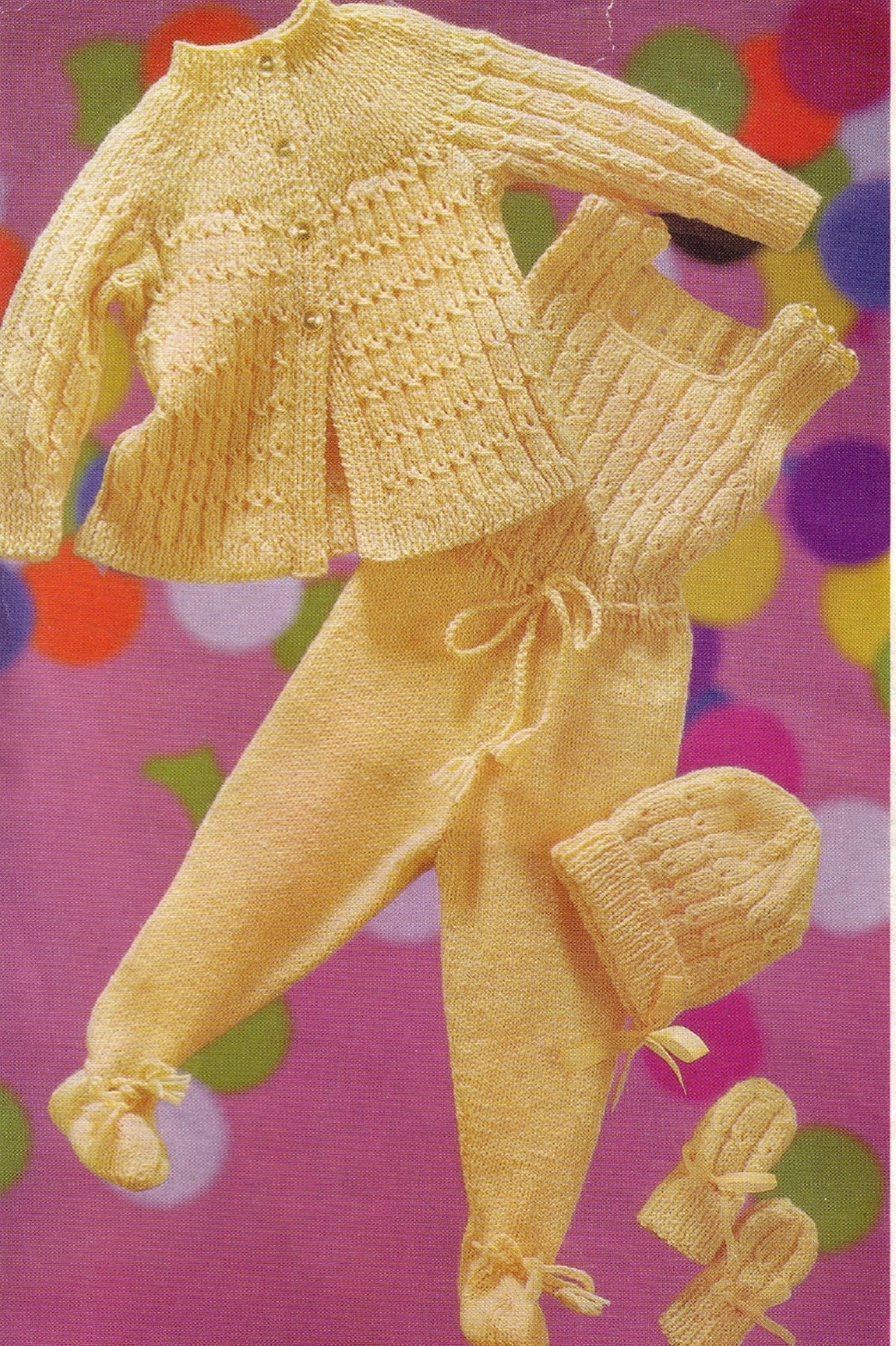 CUTE Vintage Baby Pram Set Knitting Patterns Baby Romper Suit Coat ...