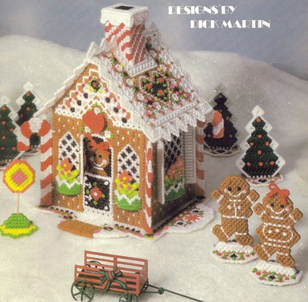 Vintage GINGERBREAD HOUSE Plastic Canvas Pattern Pdf Instant Download ...