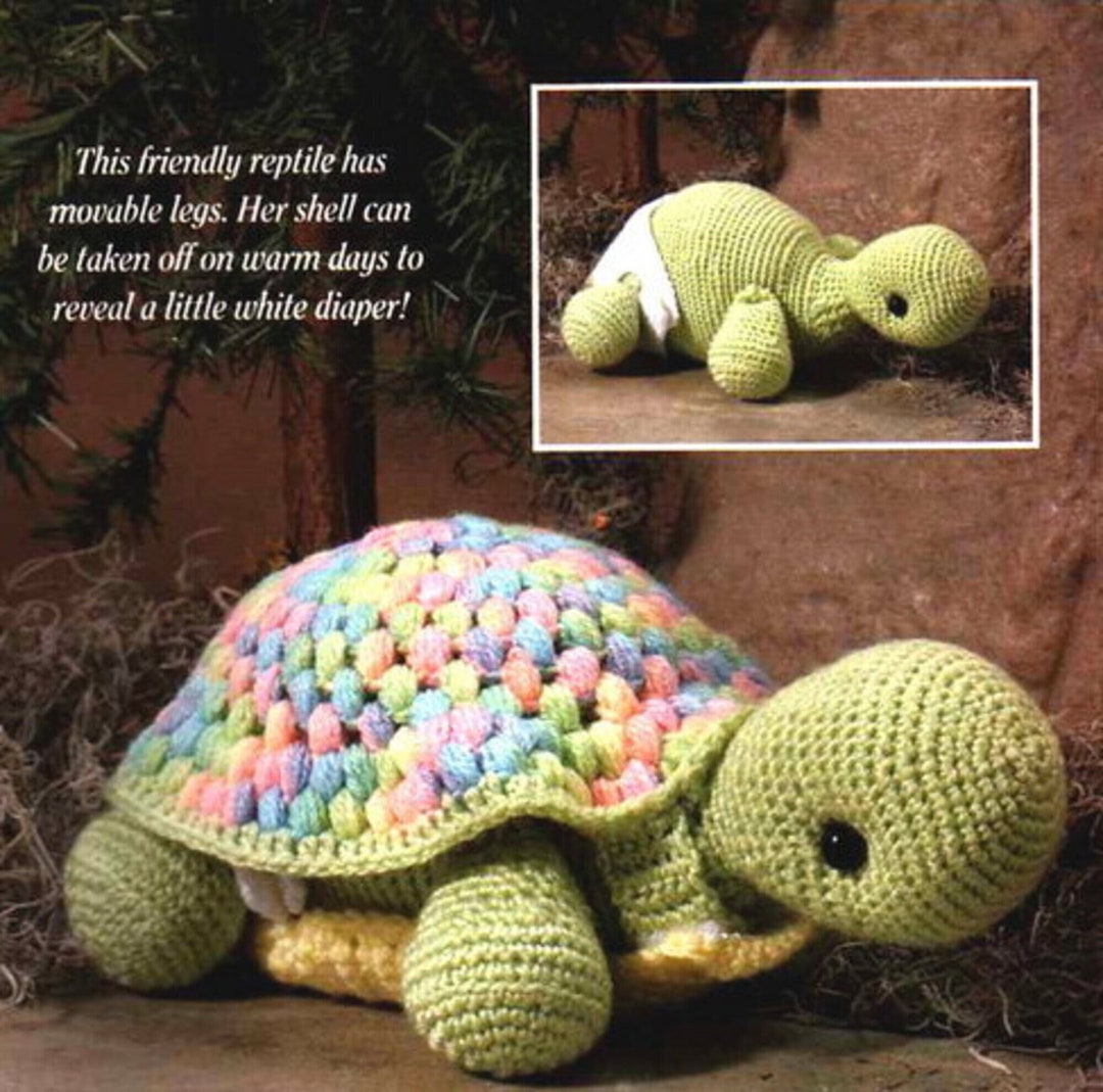 EASY Vintage Green TURTLE Toys Crochet Pattern Pdf Instant Download ...