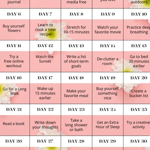 30 Day Self Care Challenge Organizer Progress Tracker Printable PDF ...