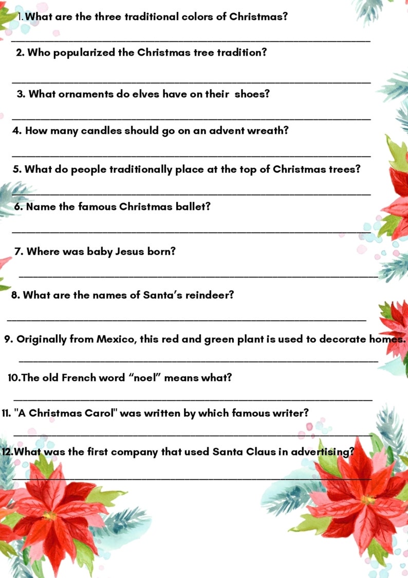 FUN XMAS TRIVIA Game Printable Christmas Game Christmas Activity for ...