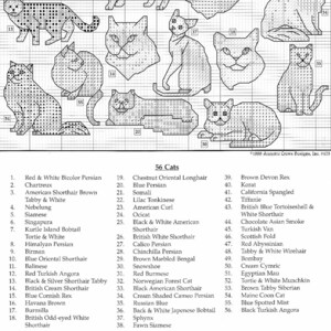 Vintage 56 CAT BREEDS Mini Cross Stitch Easy Embroidery Needlepoint ...
