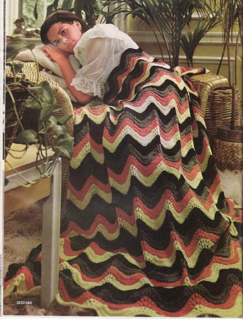 STUNNING Vintage Ripple Waves Afghan Knitting Pattern Pdf - Etsy