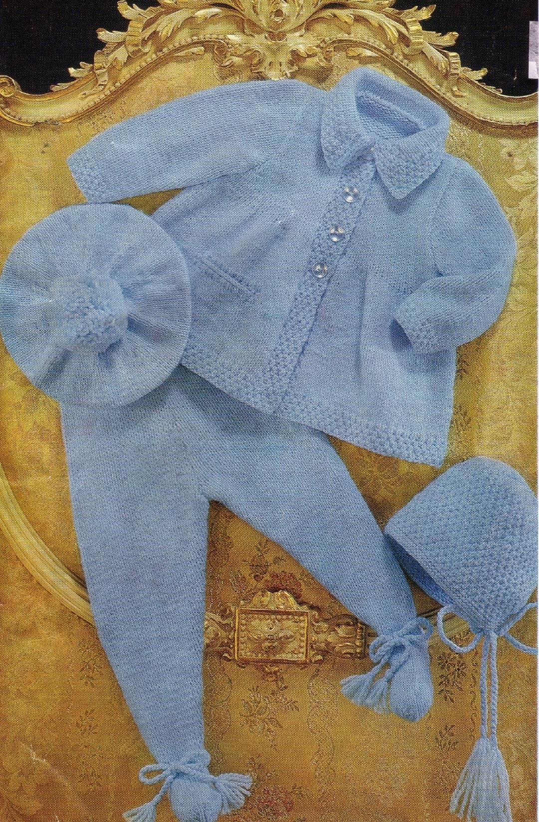 CUTE Vintage Baby Set Knitting Pattern Coat Leggings Beret Bonnet PDF ...