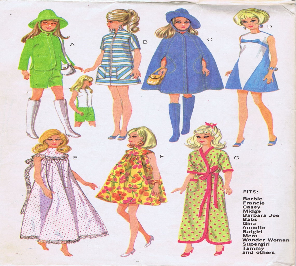 ALMOST FREE Vintage Fashion Doll Outfits Sewing Patterns 11 | Etsy