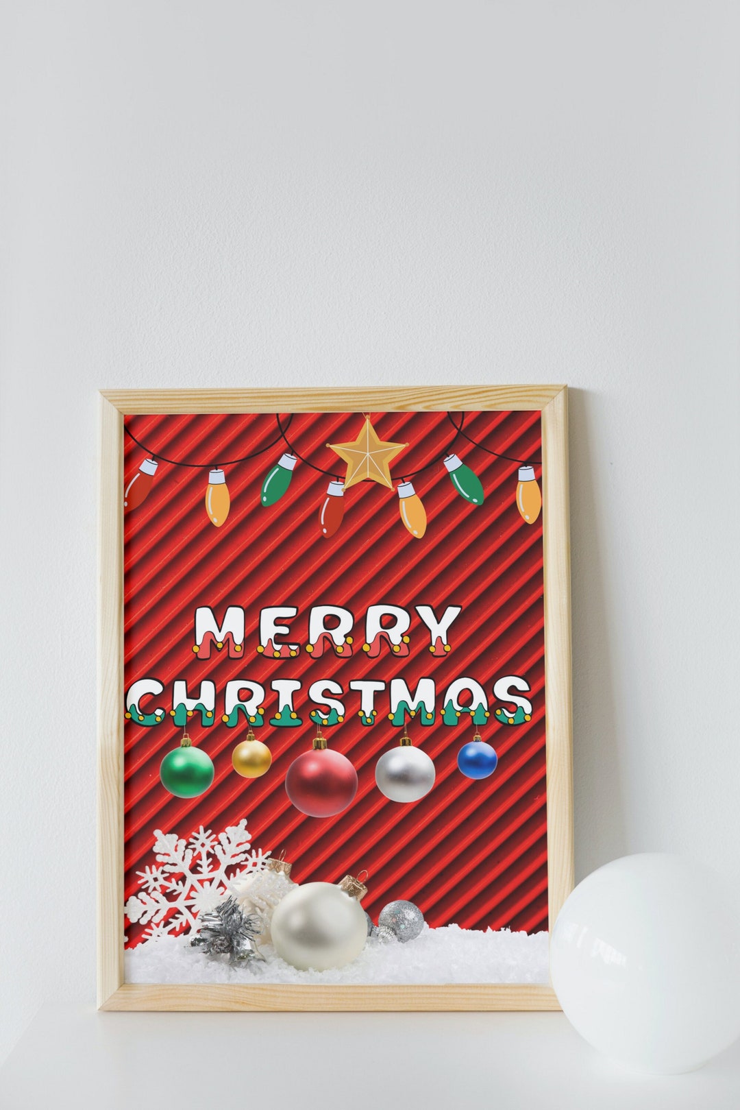 Merry Christmas Printable Portrait Poster Holiday Wall Art PDF Instant ...