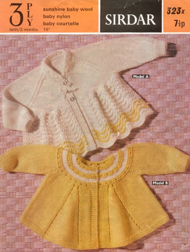 CUTE Baby 3 Ply Matinee Coats/ Baby Jackets Knitting Pattern | Etsy