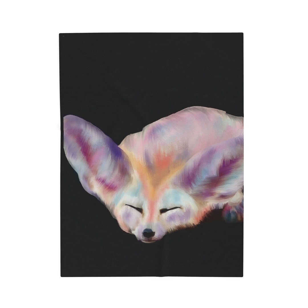 Colorful Fennec Fox Plush Blanket, Cozy Throw for Home Decor, Animal ...