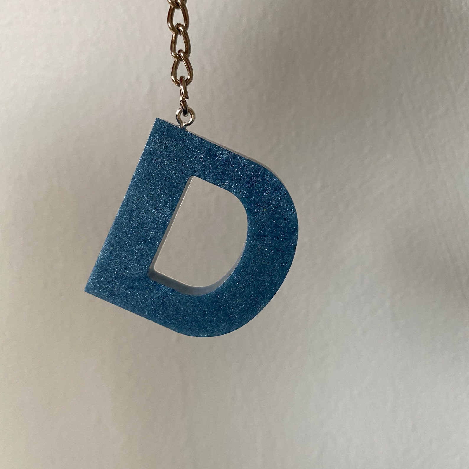 Handmade Resin Initial Letter D Keyring Keychain Blue | Etsy
