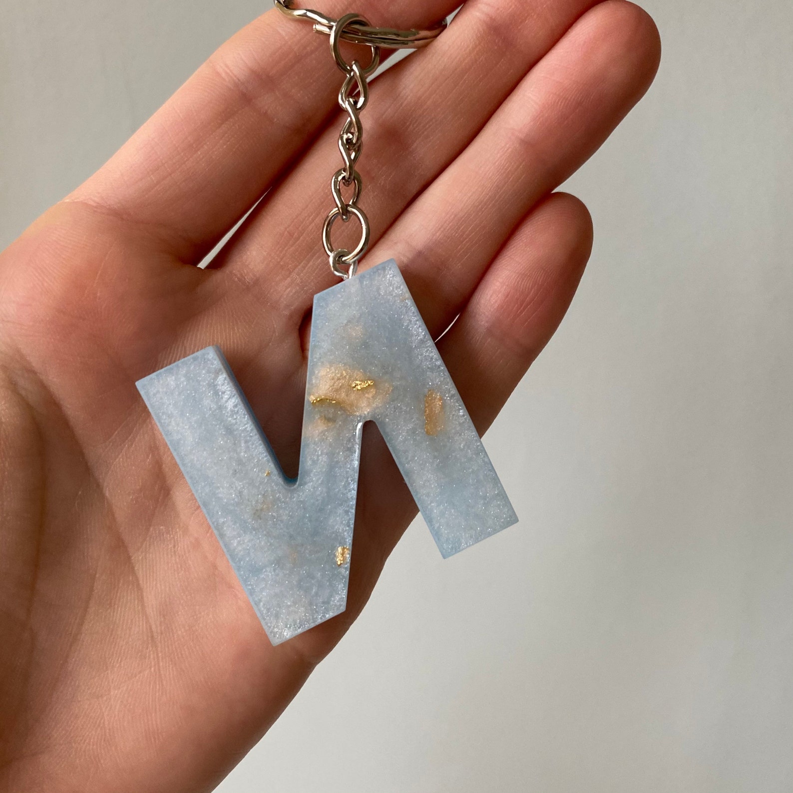 Handmade Double Layer Resin Letter N Initial Keyring Keychain | Etsy