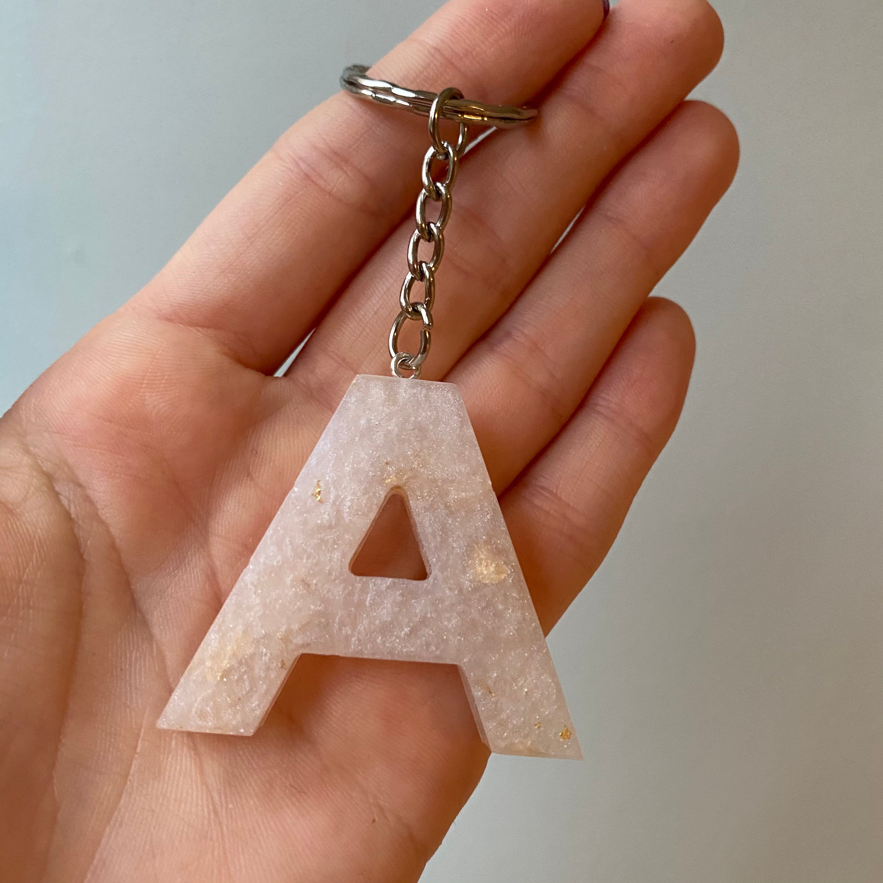 Letter A Keyring Resin Keyring Initial Keyring White | Etsy