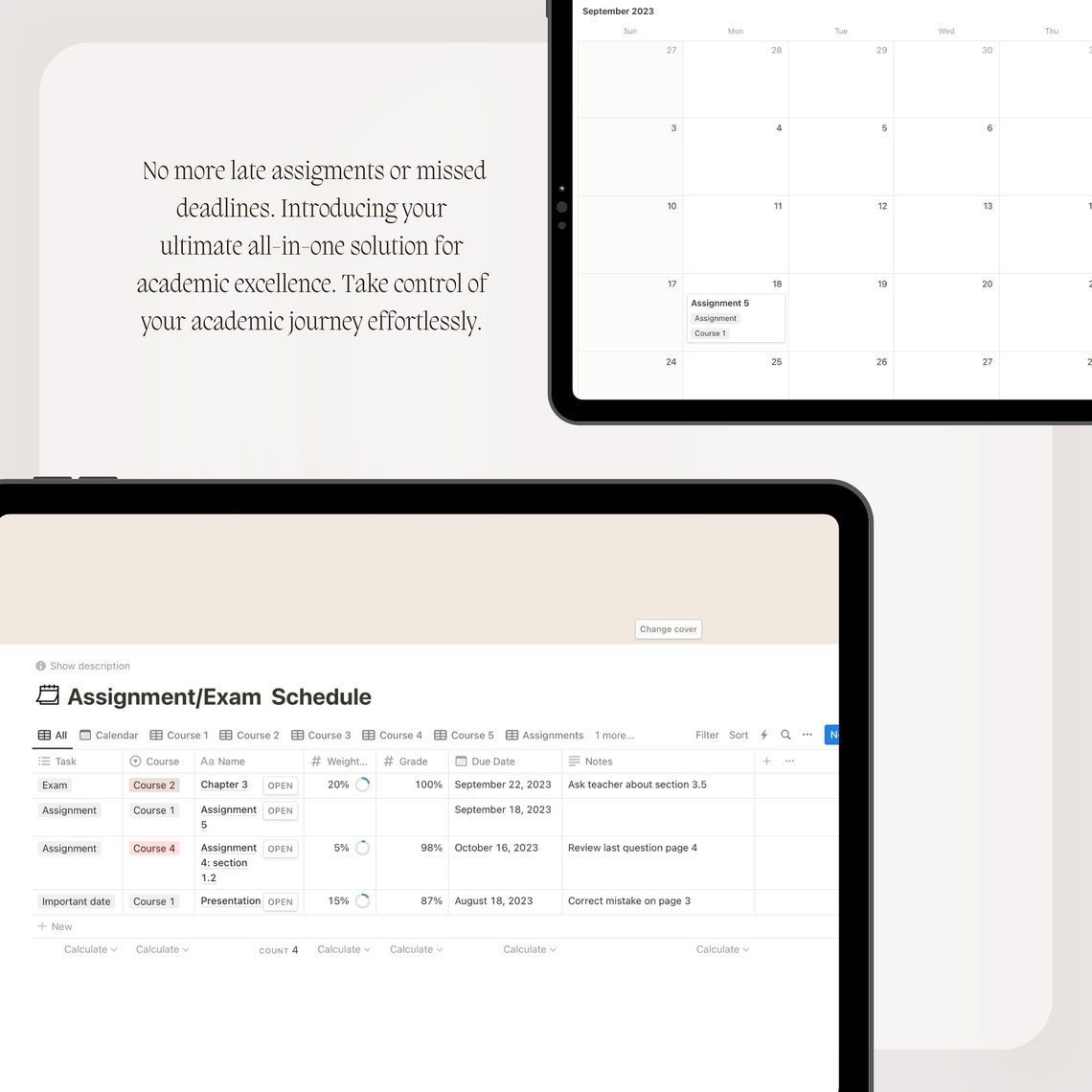 Aesthetic Notion Template Student Planner, All-in-one Notion Academic ...