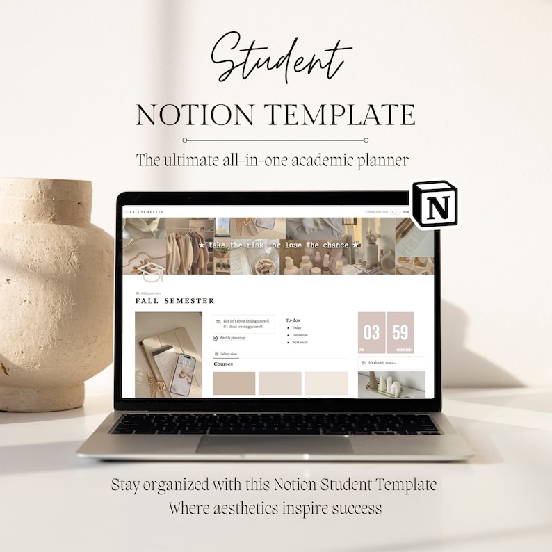 Aesthetic Notion Template Student Planner, All-in-one Notion Academic Planer, Digital College ...