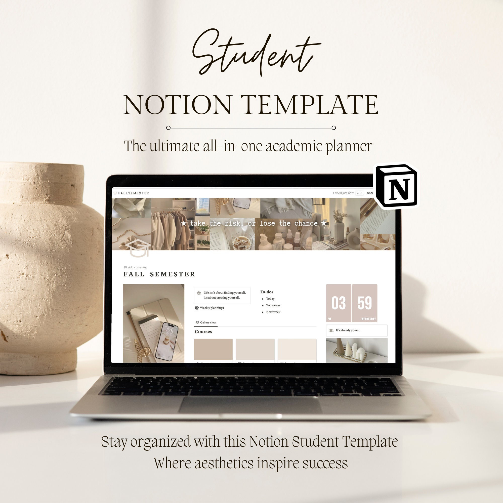 Aesthetic Notion Template Student Planner, All-in-one Notion Academic ...