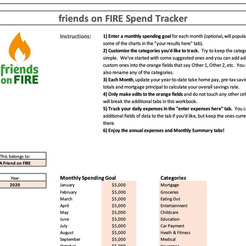 Fire Excel Spreadsheet - Etsy