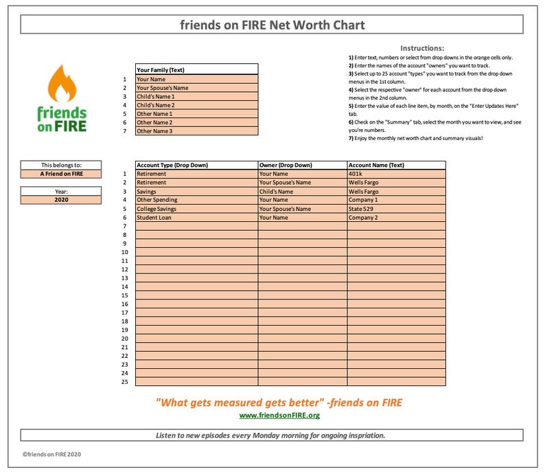 Net Worth Tracker Spreadsheet - Etsy
