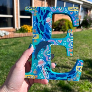 Hand Painted Wooden Letter E - Etsy