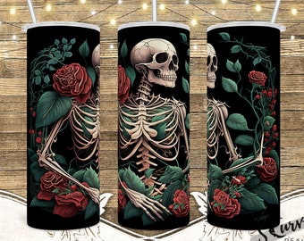 Sublimation Tumbler Design Skeleton and Roses and Vines - Etsy