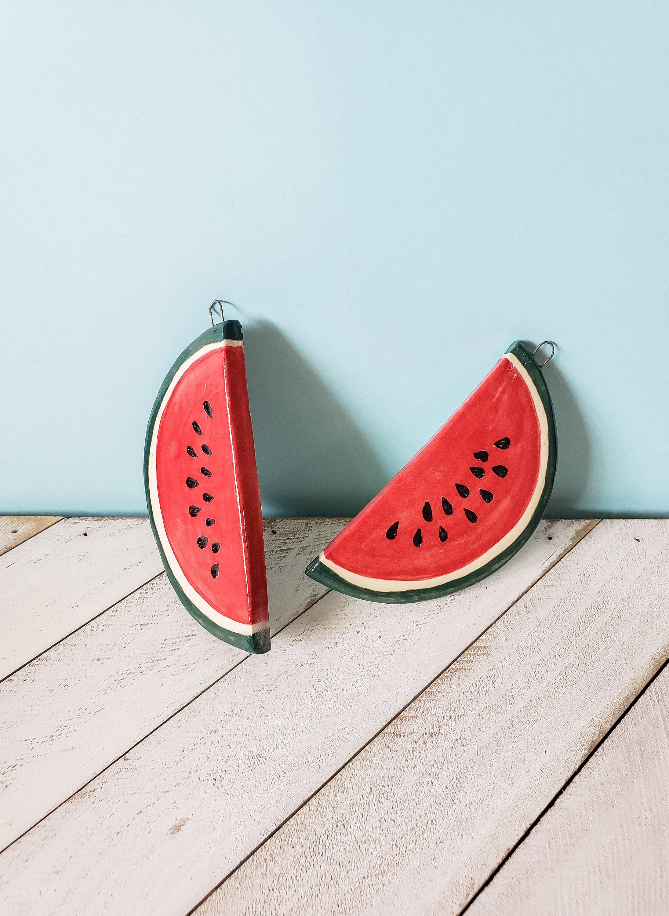 Watermelon Slice Wall Decor Wall Art, Ceramic Art, Handmade Summer ...