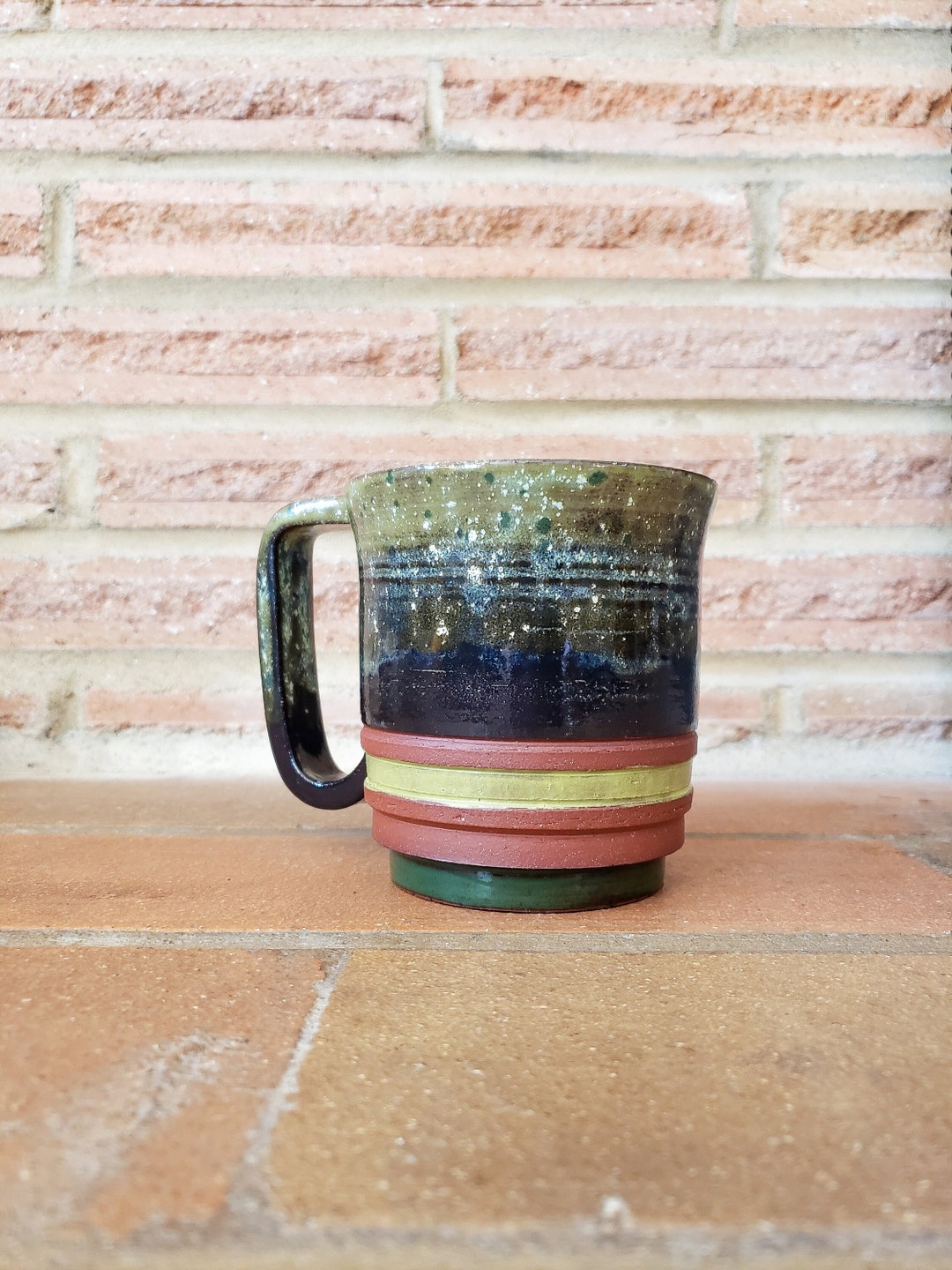 Speckled Monochrome Mossy Green Ceramic Mug, Handmand Coffee Mug - Etsy