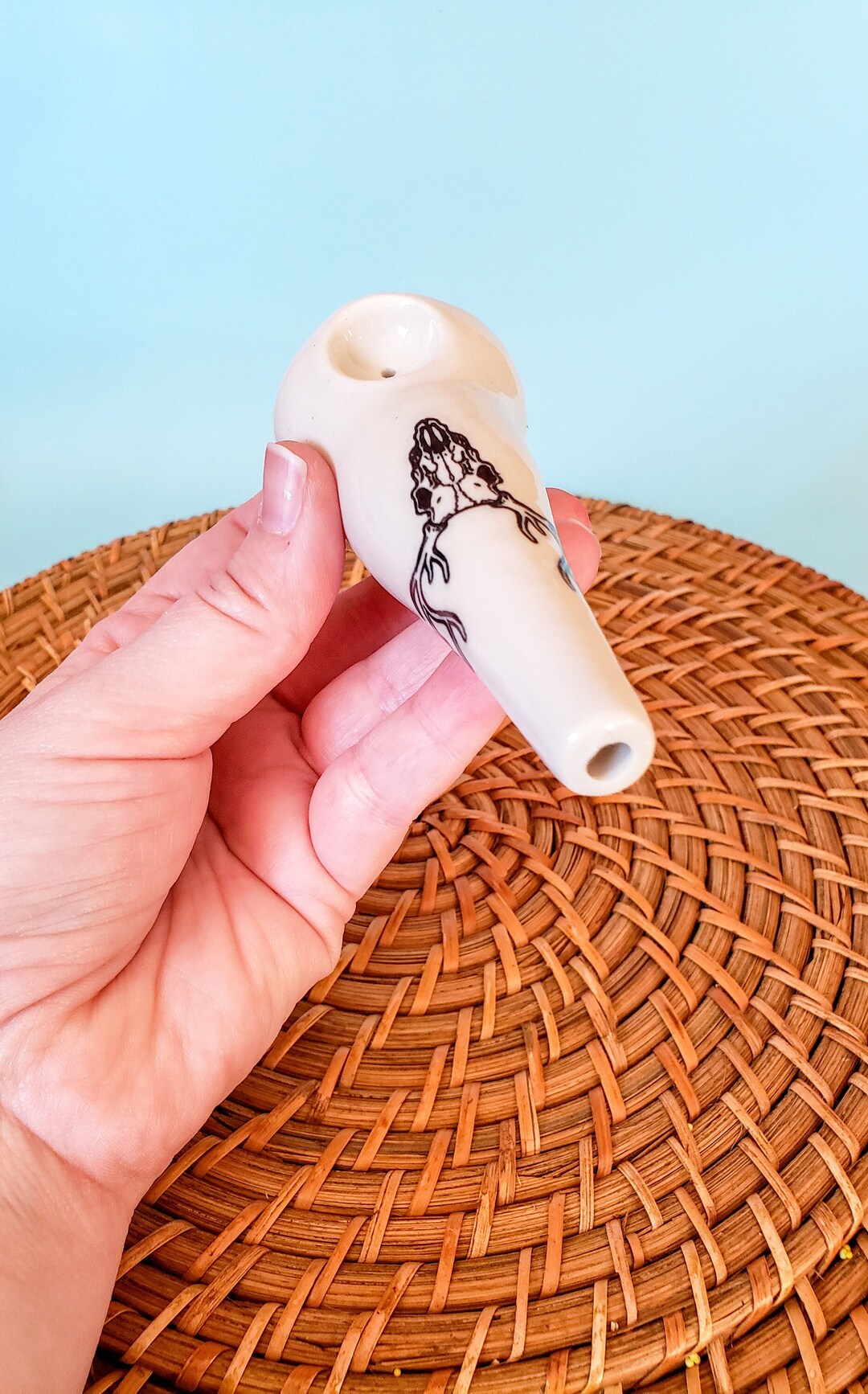 Black And White Deer Skull Skeleton Decal Ceramic Pipe Etsy