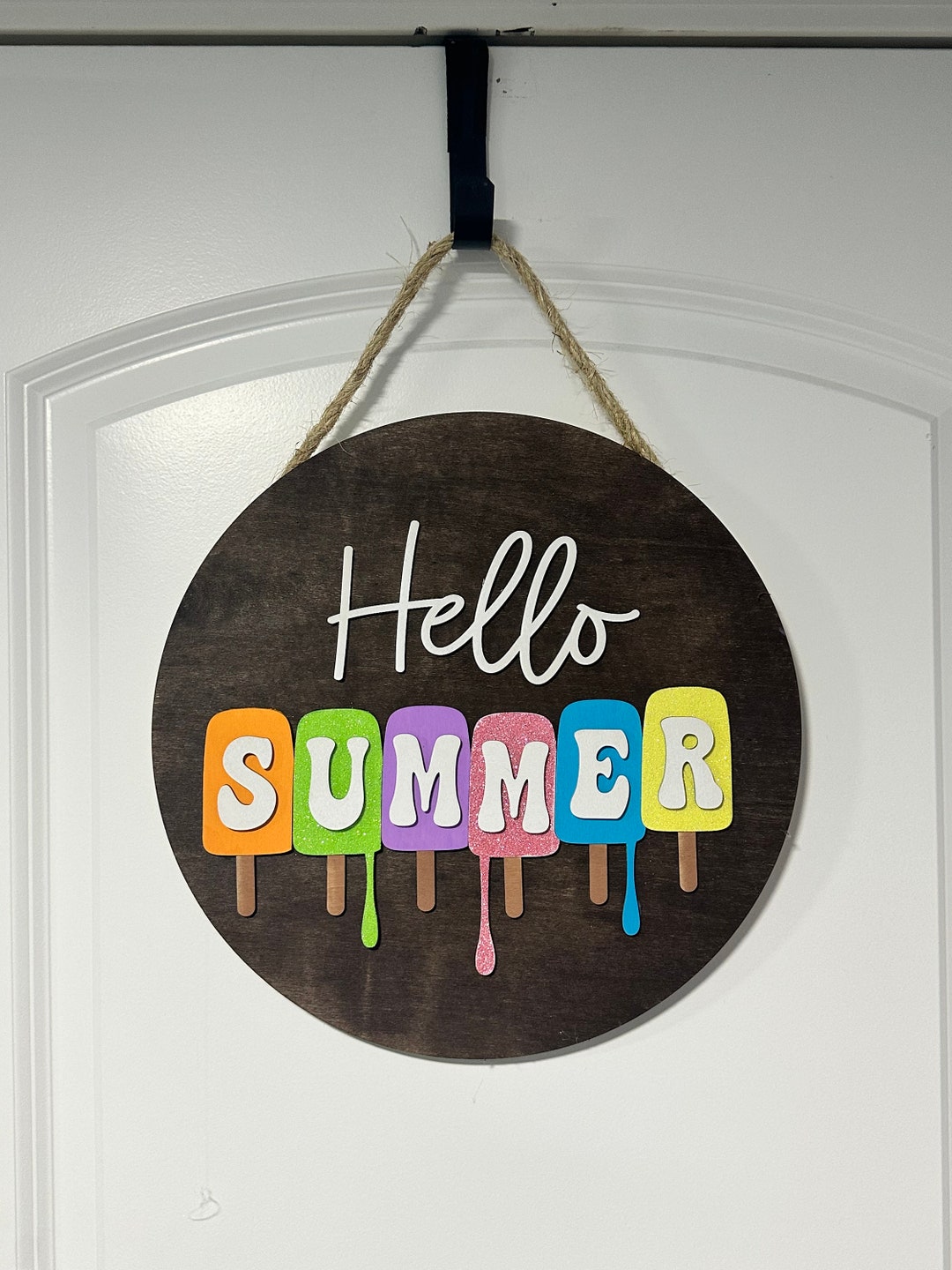 Hello Summer Popsicle Door Sign - Etsy