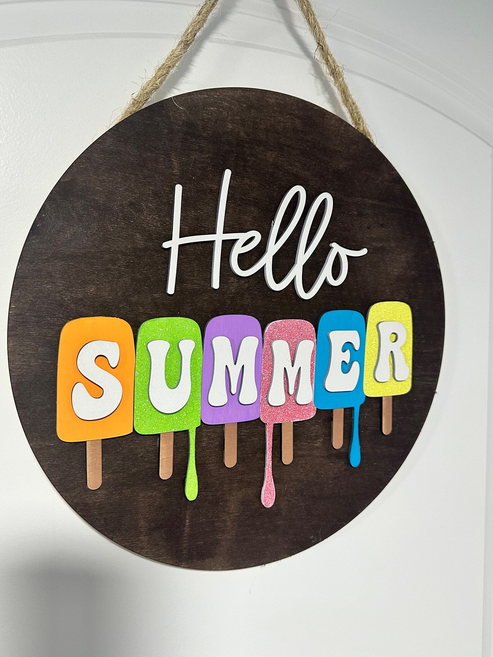 Hello Summer Popsicle Door Sign - Etsy