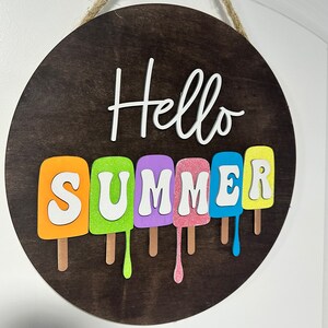 Hello Summer Popsicle Door Sign - Etsy
