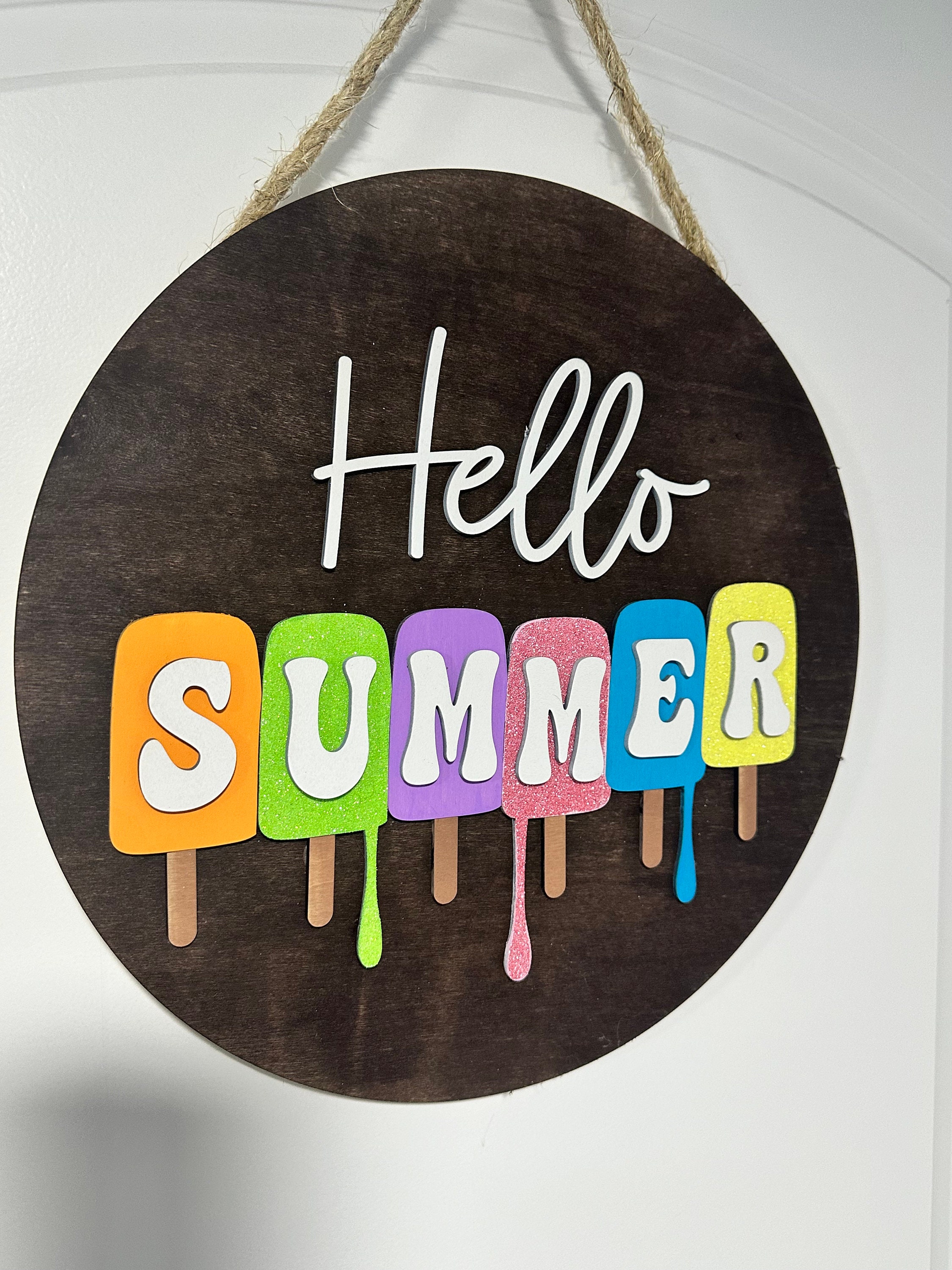 Hello Summer Popsicle Door Sign - Etsy
