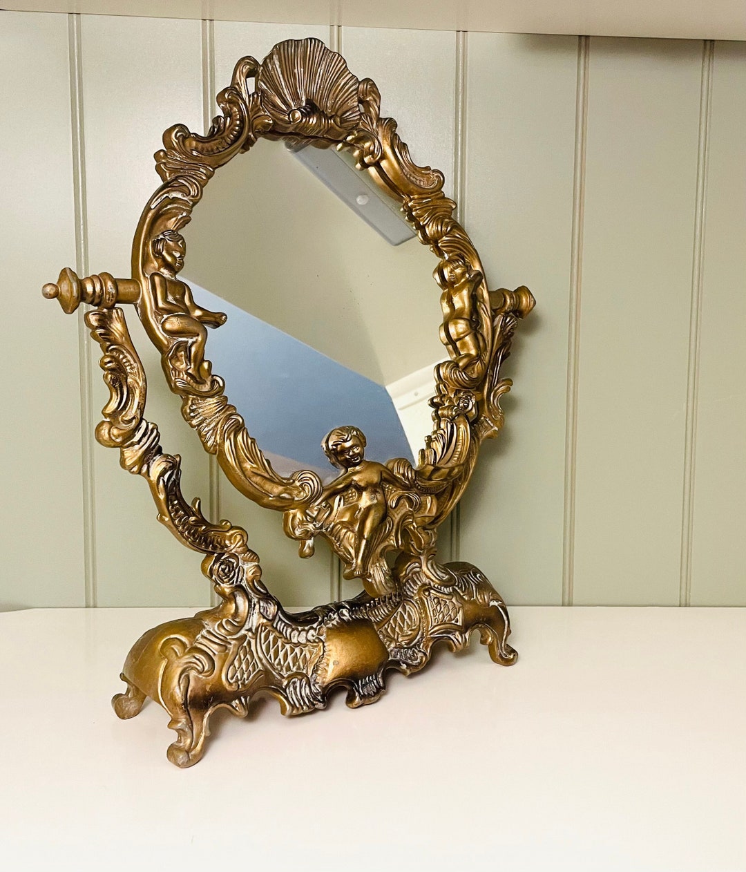 Vintage Rare Gold/bronze Rococo Baroque Style Resin Flip Pedestal Table ...