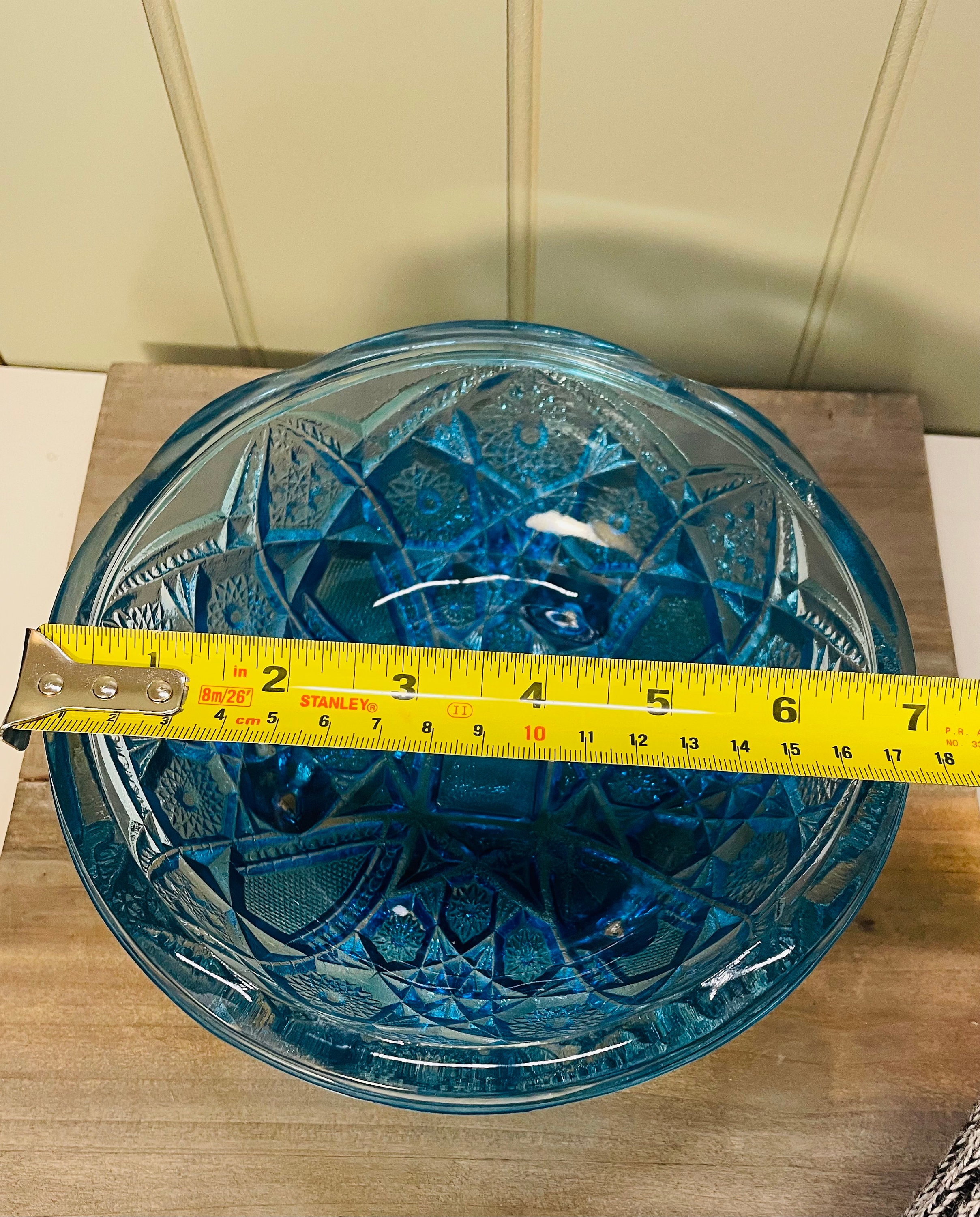 Vintage Mckee Fentec Pattern Pressed Glass Floral/diamond Ombre Blue ...