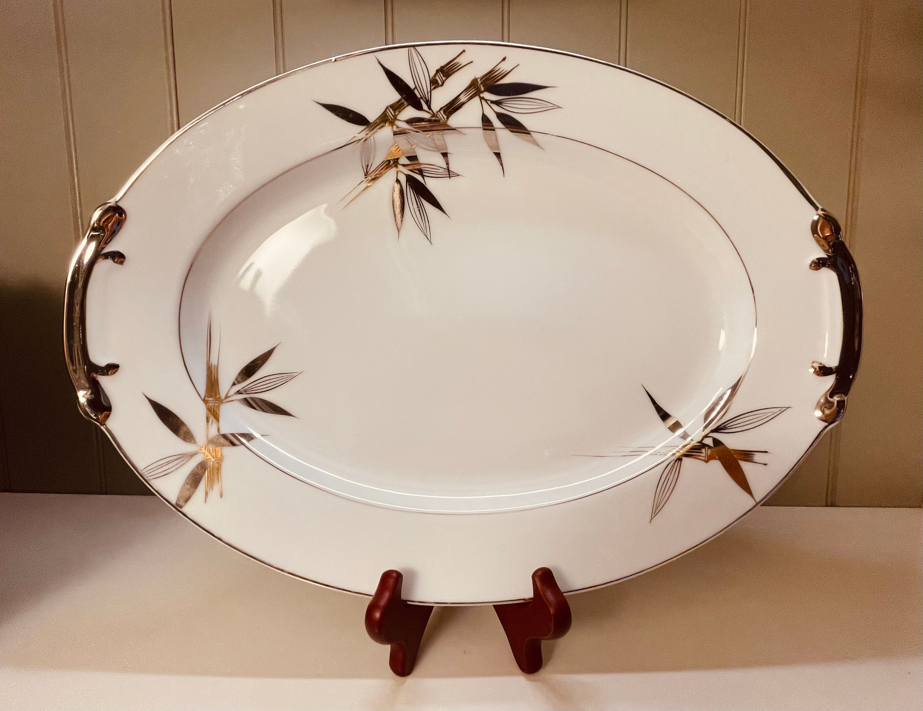 Wako Japan Fine China Bamboo Pattern Serving Platter Silver Accent - Etsy
