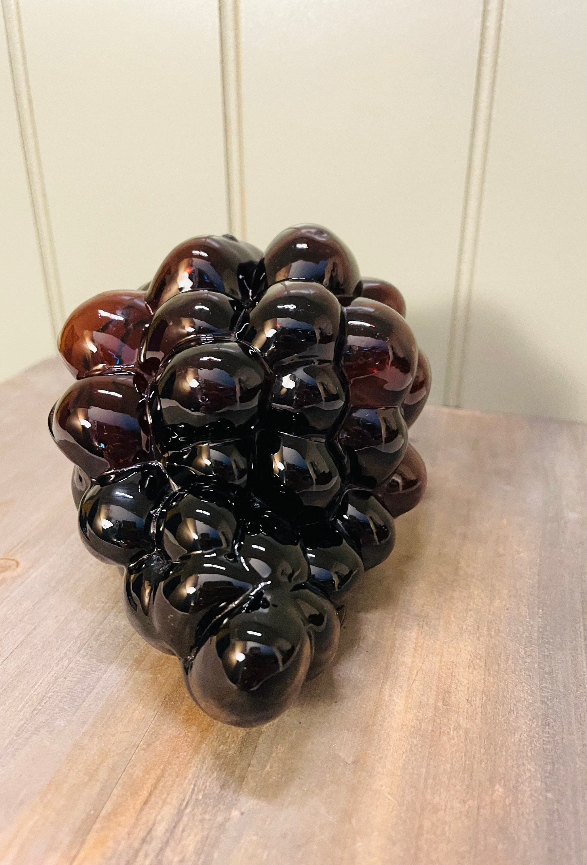 Vintage Purple Glass Grape Cluster With Stem. Fruit Theme Art Glass ...