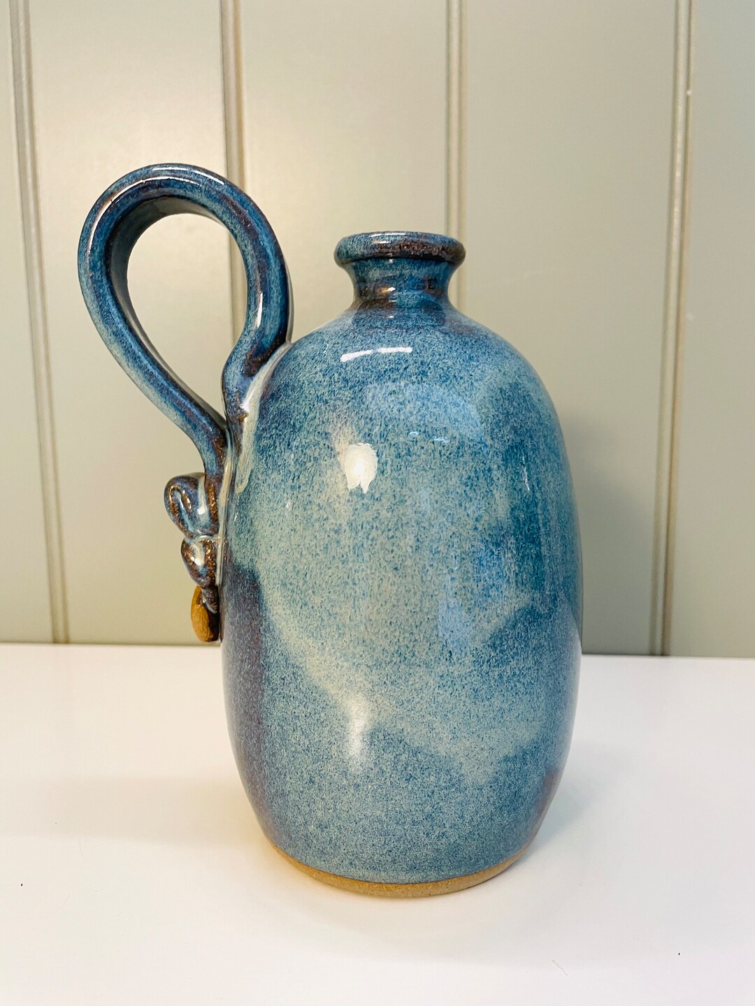 Vintage Ombre Blue Glazed Hedberg-doyle Pottery Fine Art Ceramic Jug ...