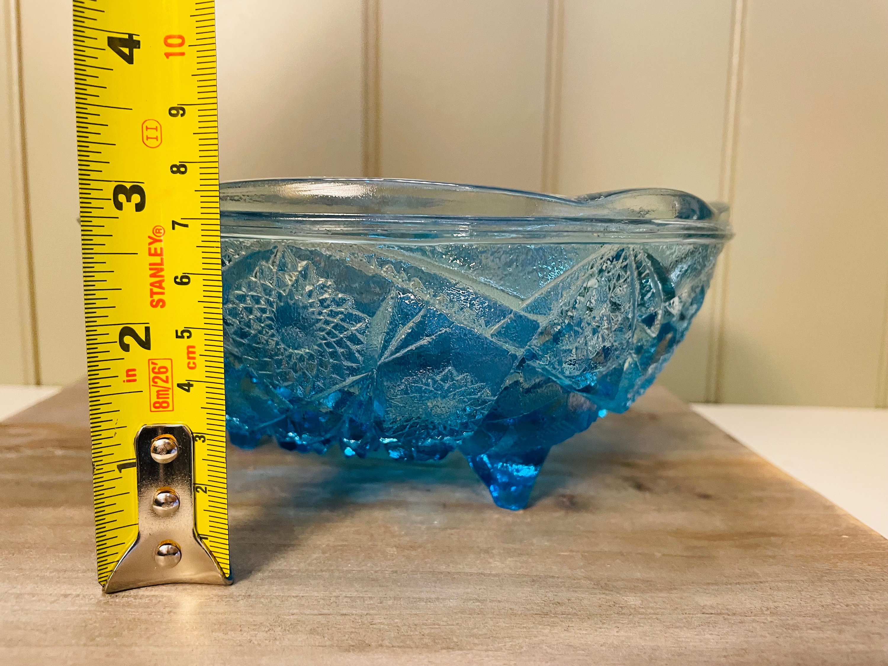 Vintage Mckee Fentec Pattern Pressed Glass Floral/diamond Ombre Blue ...