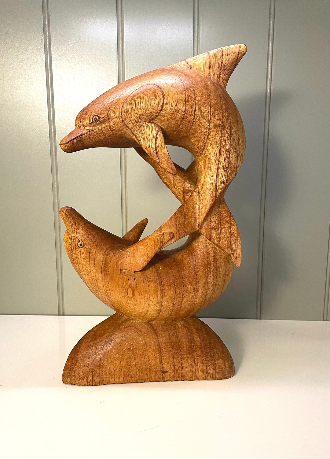 Vintage Carved Wooden Playful Dolphins Statue. Beachy Coastal Decor - Etsy
