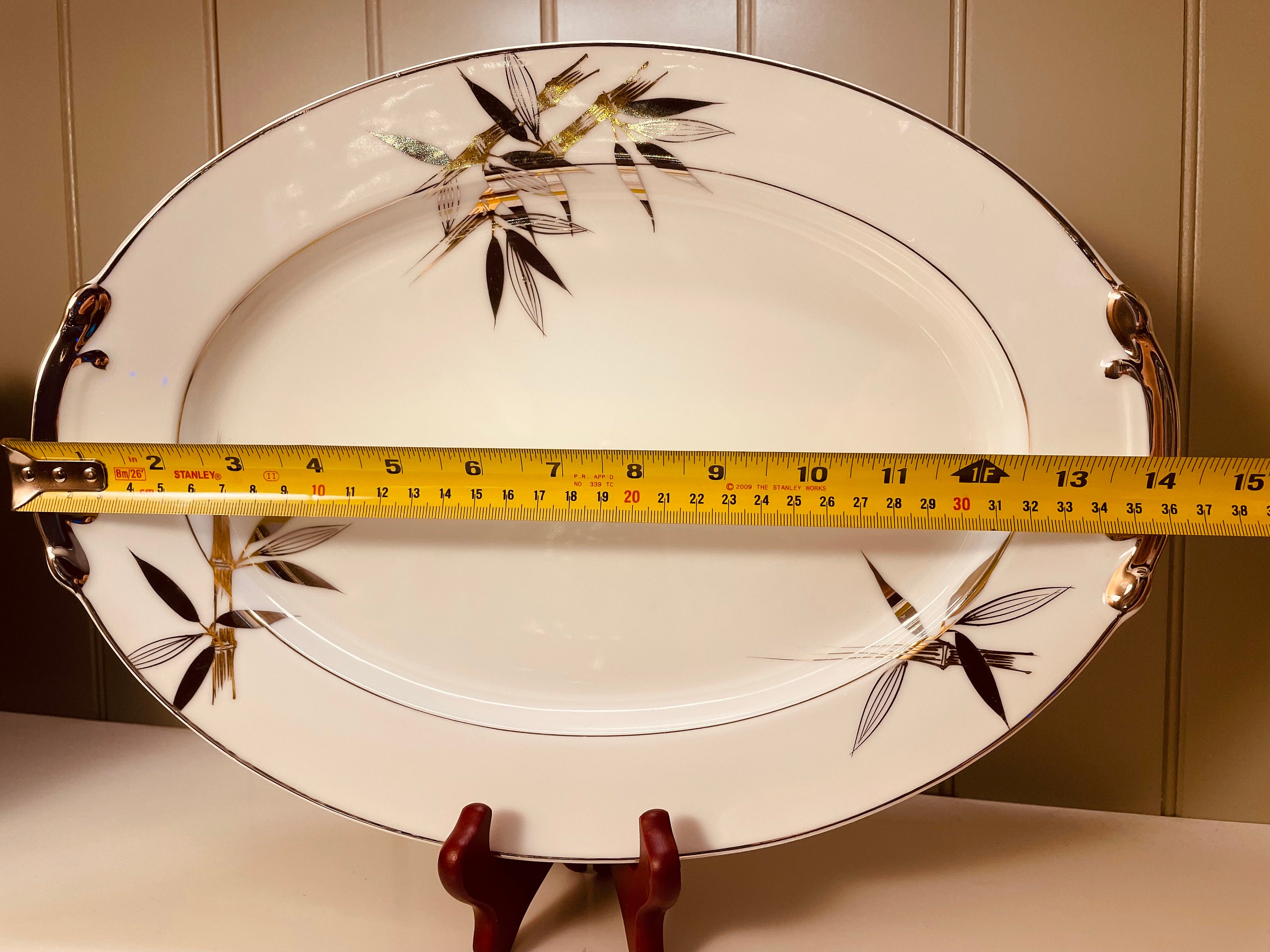 Wako Japan Fine China Bamboo Pattern Serving Platter Silver Accent - Etsy
