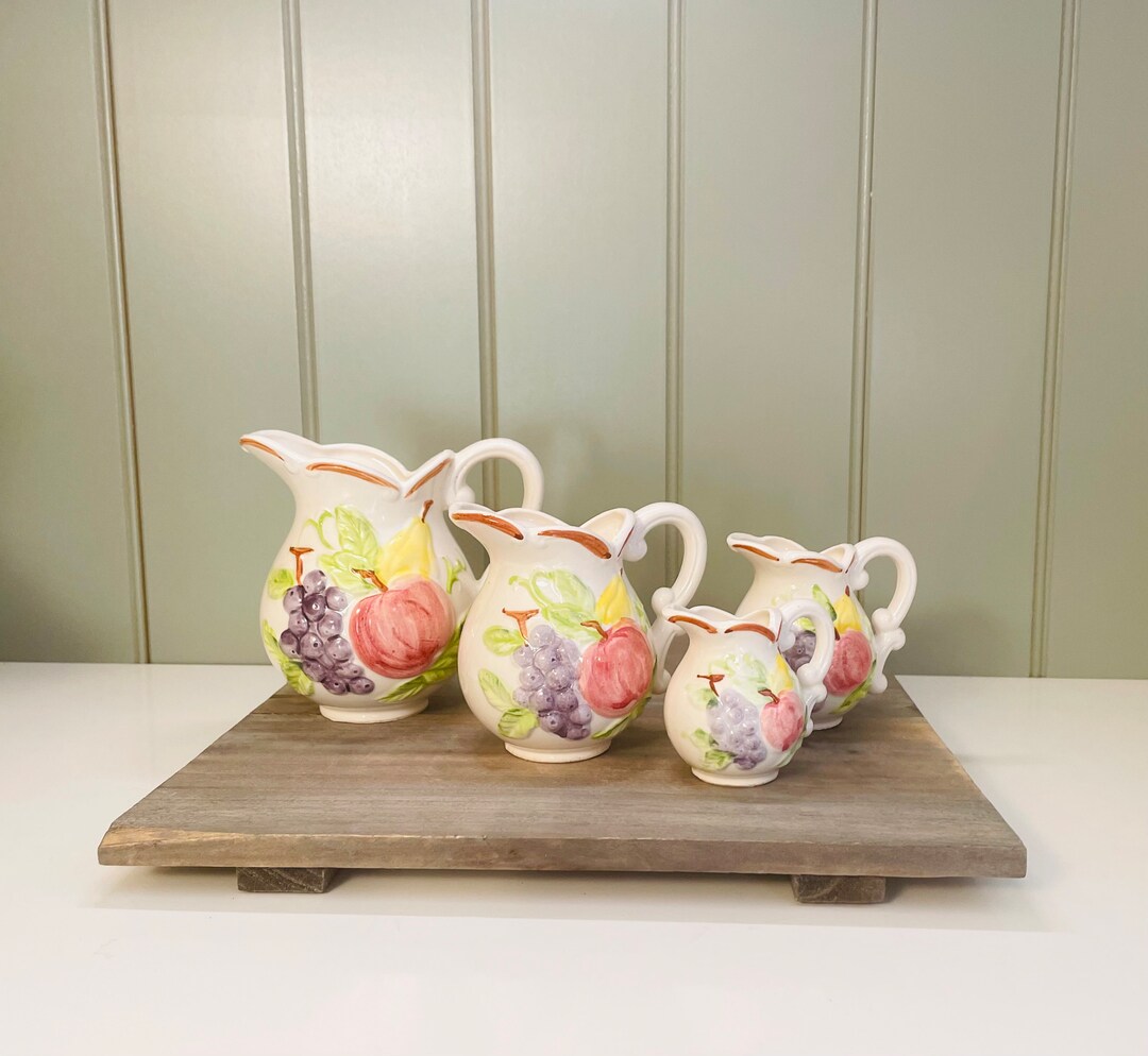 Vintage Rare! Ceramic Fruit Themed Mini Pitchers/measuring Cups ...