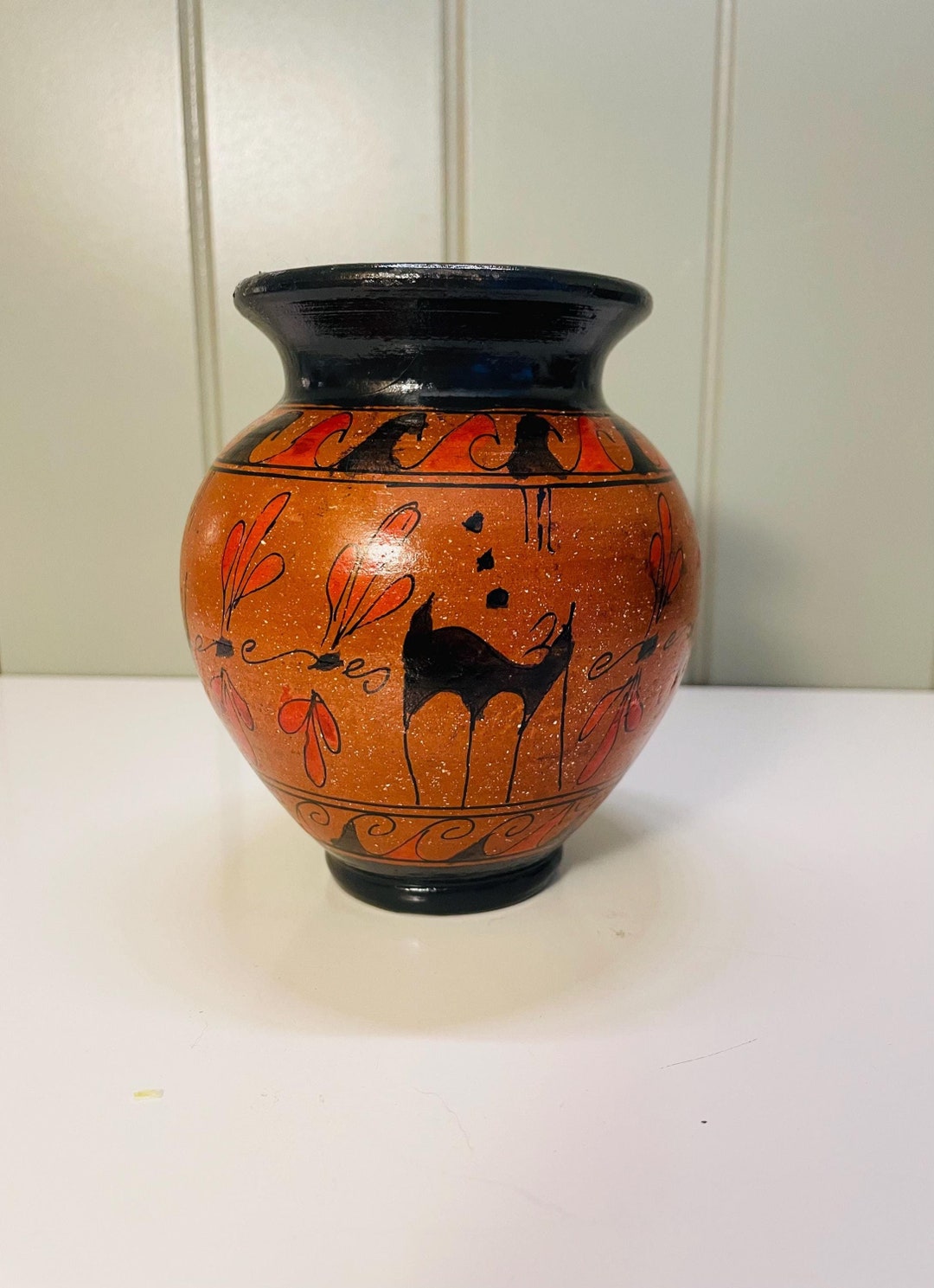 Vintage Traditional Red Clay/terracotta Red Orange/black Bud Vase. Zuni ...