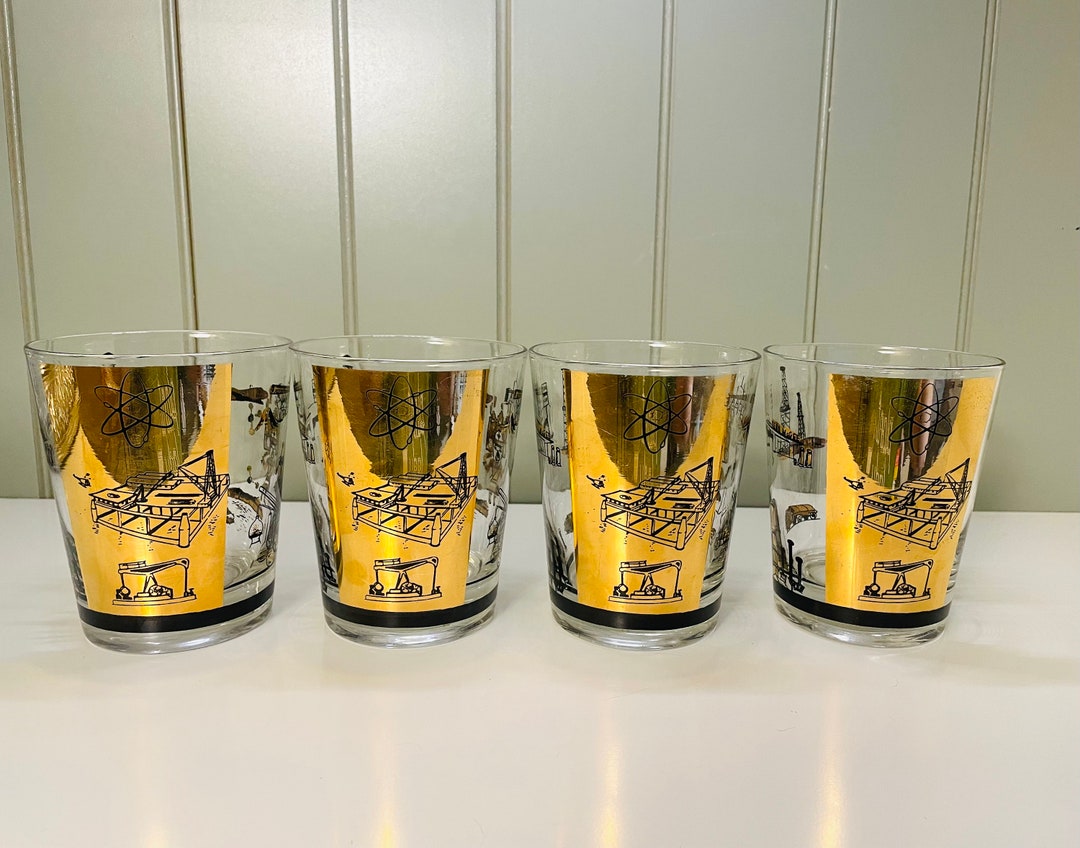 Vintage Rare Kerr Mcgee Set of Four Oil Rig Atomic Symbol Black and ...