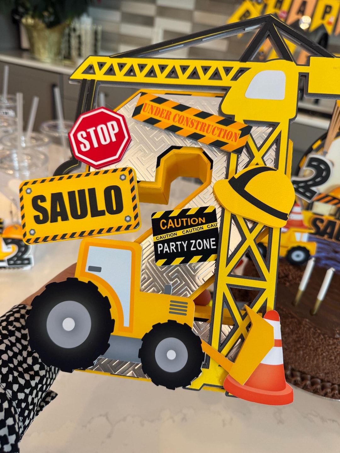 Excavator 3D Letter/ Construction Theme/ Party Decoration/ Cake Topper ...