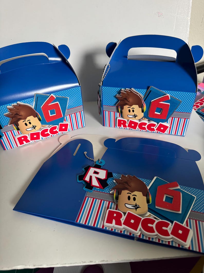 Roblox Favor Box, Roblox Birthday, Game Party Bags, Roblox Gable Bags ...