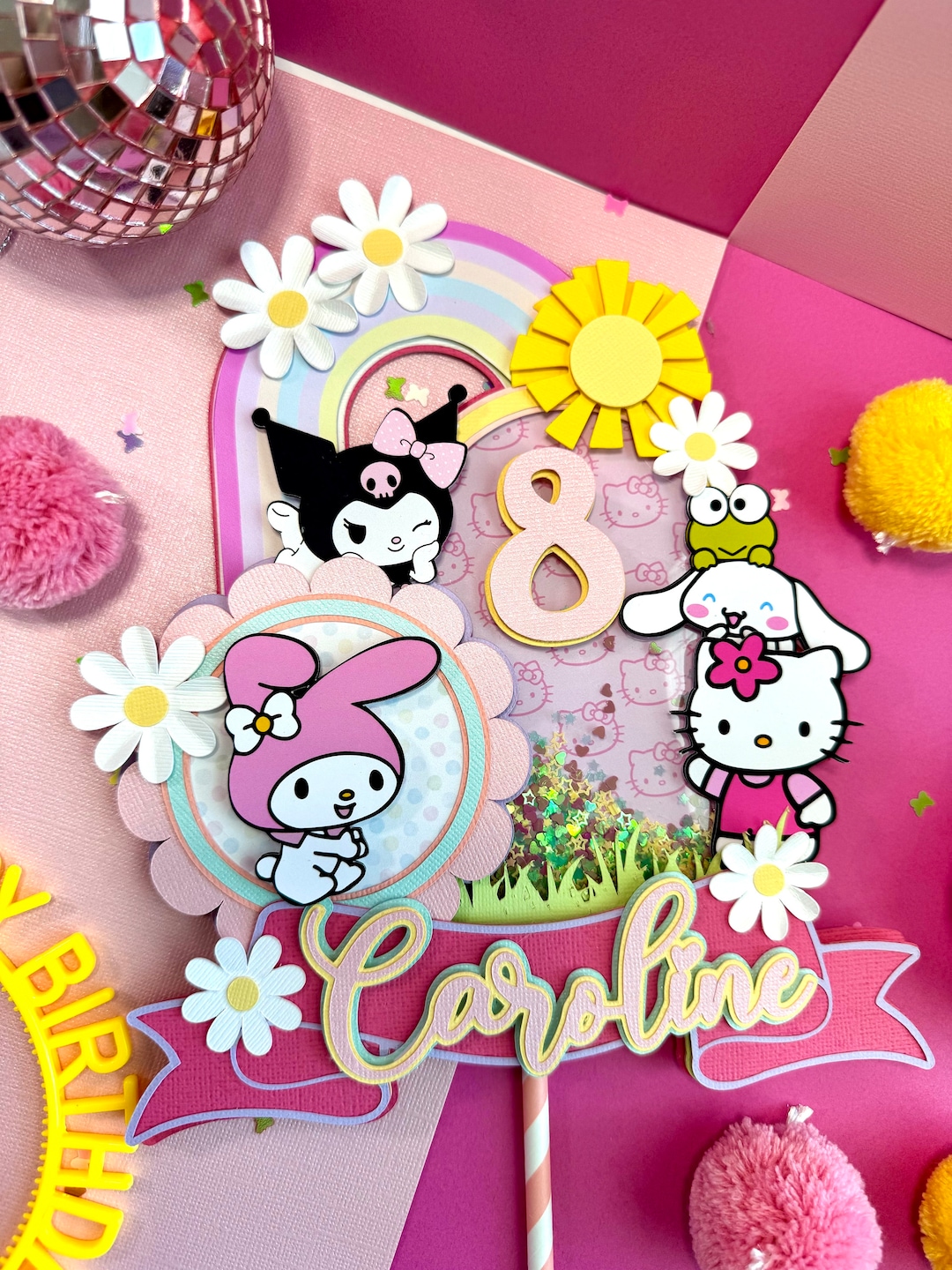 Kitty Cake Topper, My Melody Cake Topper Decor, Kids Birthday Cake ...