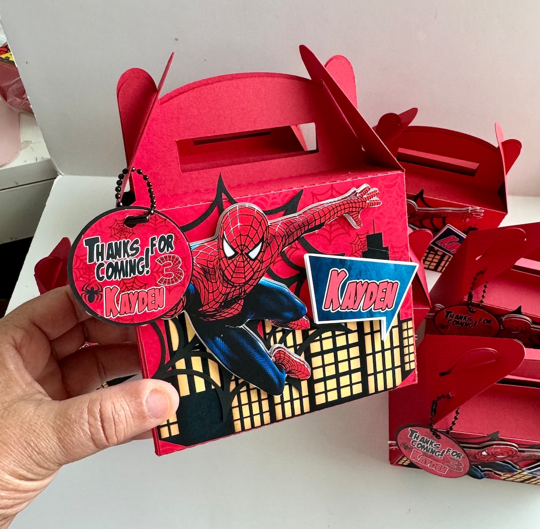 Spider Man Favor Box, Spider-man Birthday, Spiderman Party Bags ...