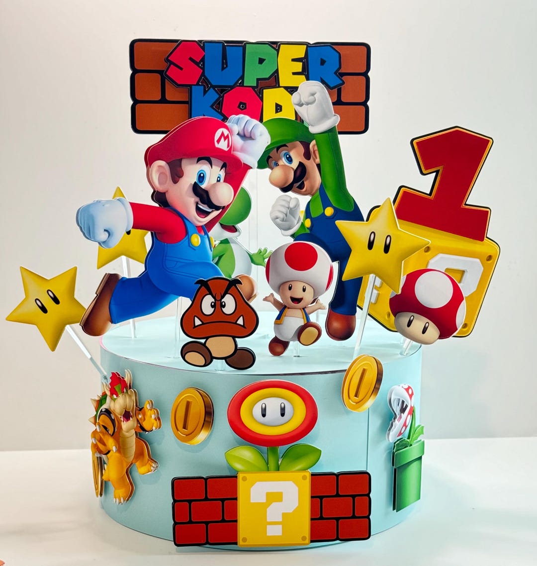 Super Mario Inspired Cake Topper - Luigi Cake Topper - Mario and Luigi ...