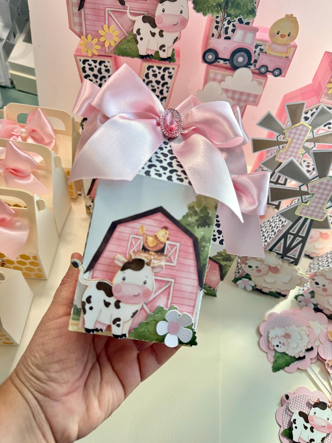 Farm Animal Favor Boxes. Party Decoration. Milk Box. Farm Animals Candy ...