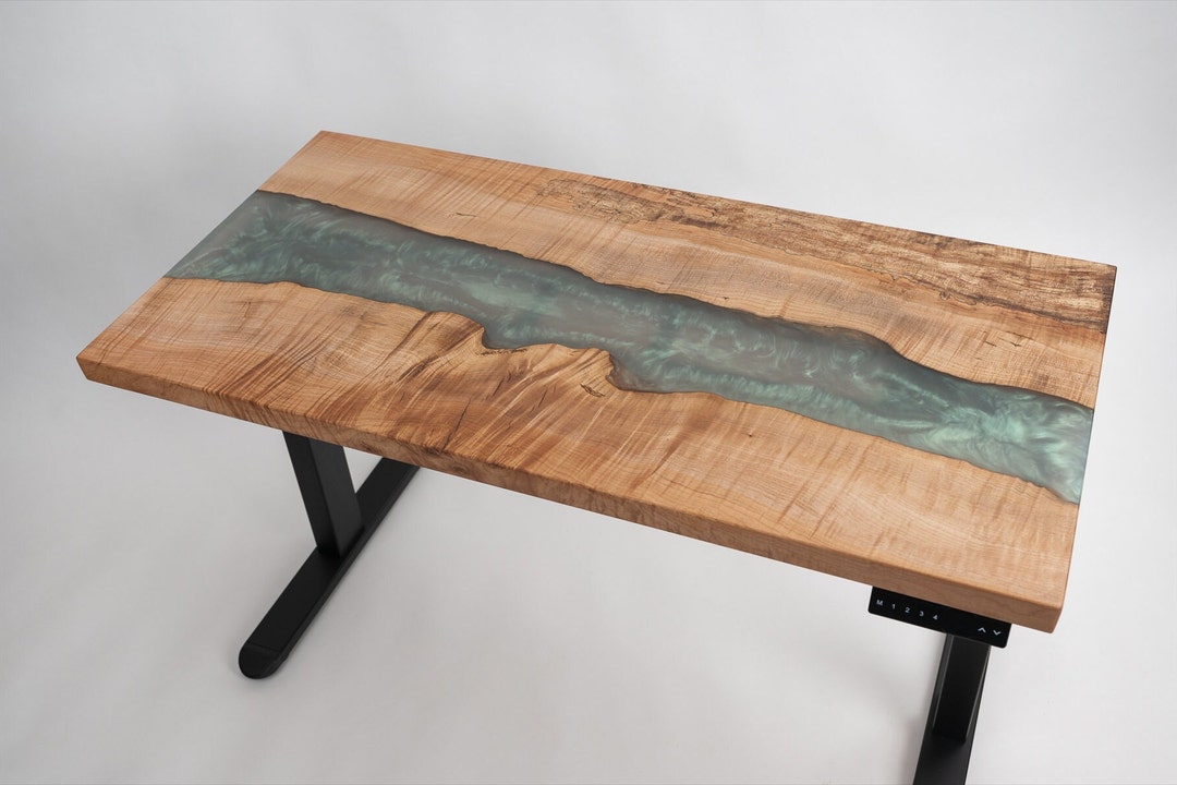 Curly Big Leaf Maple and Epoxy Desk or Coffee Table - Etsy