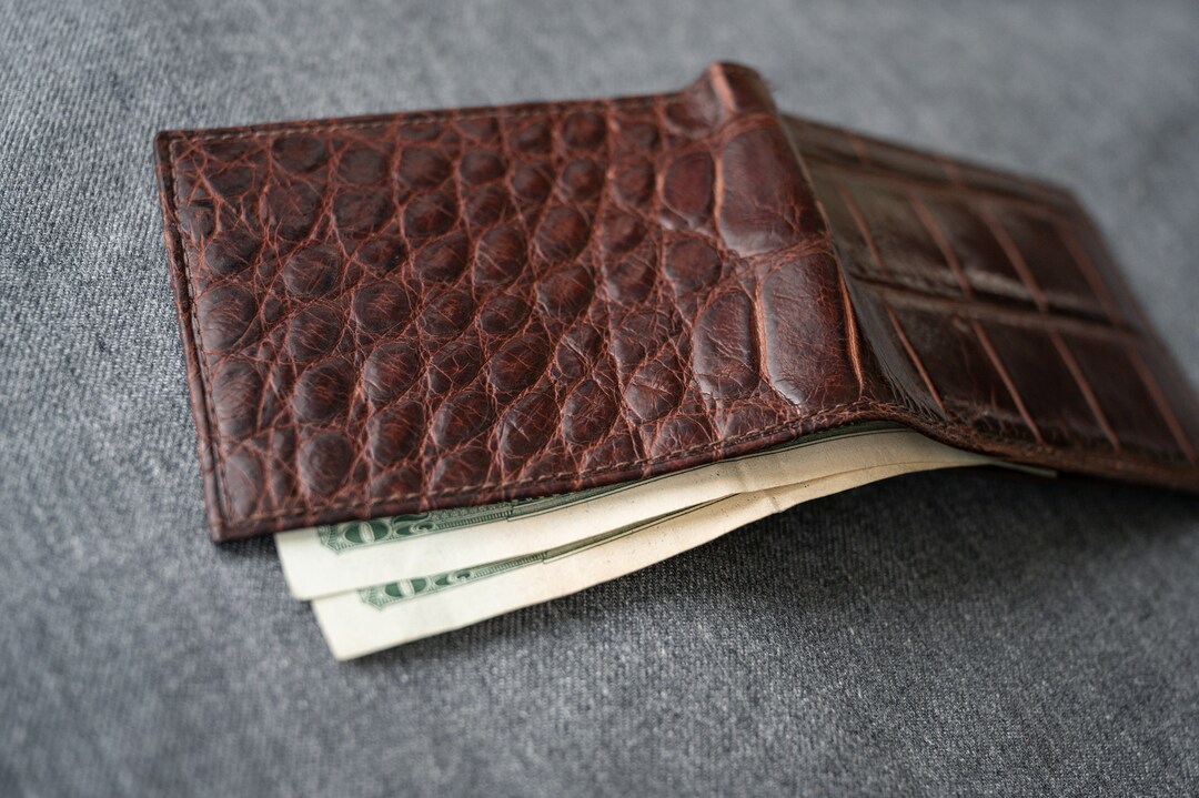 Genuine Alligator Wallet in Rust Color - Etsy