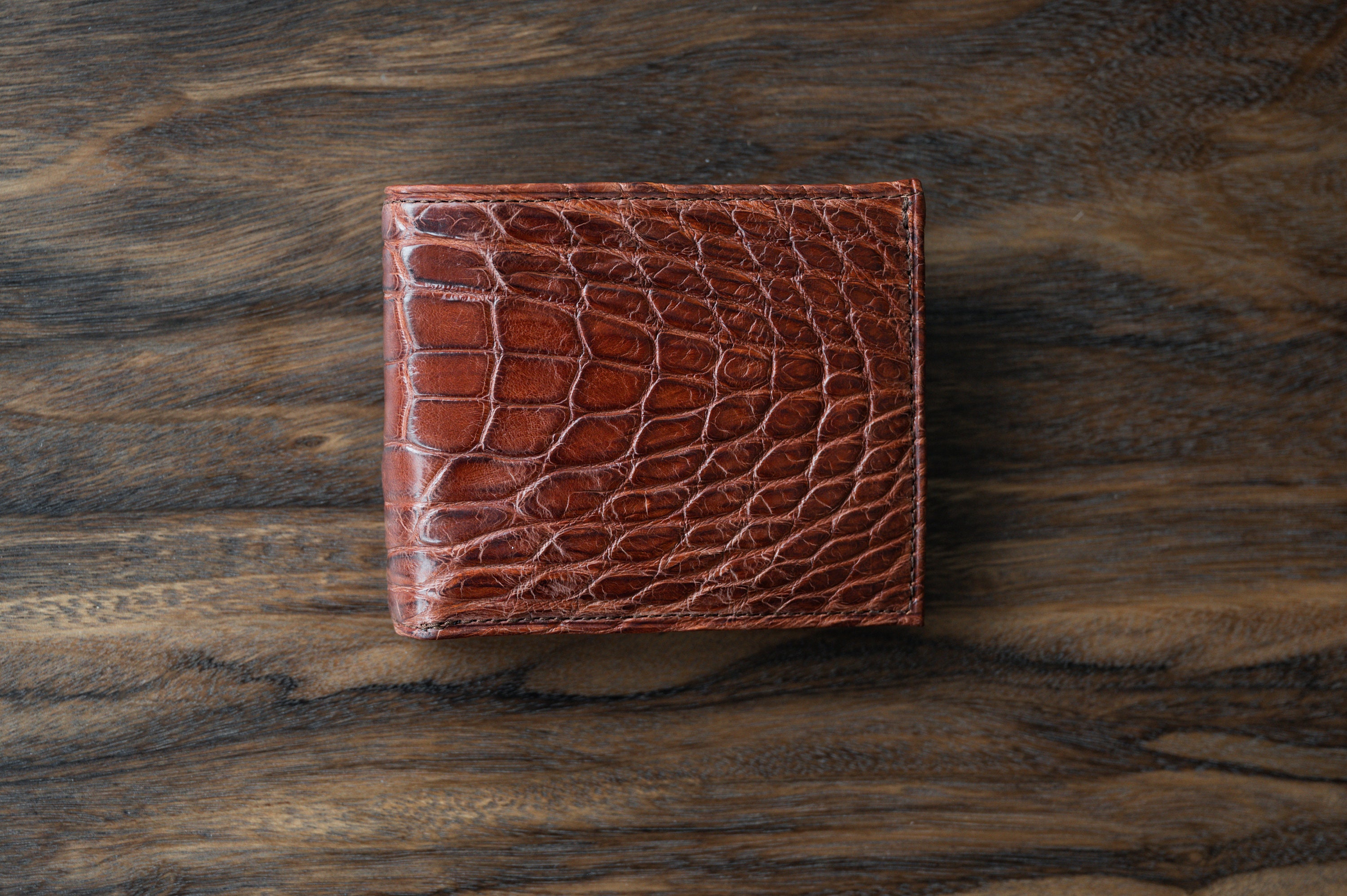 Genuine Alligator Wallet in Cognac Color - Etsy